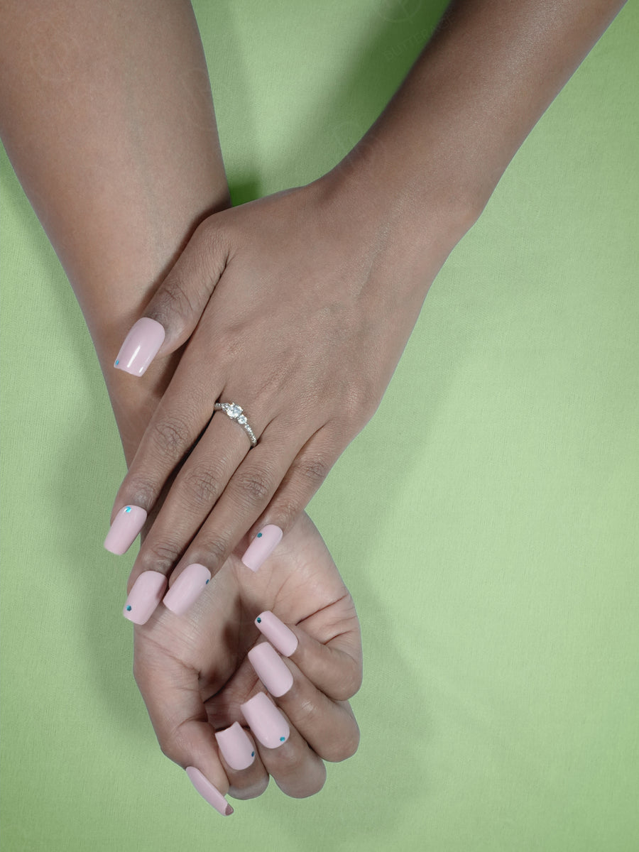 Azure Bling Elegant Nails | Saphire Sheen Nails With Glint - Butterage