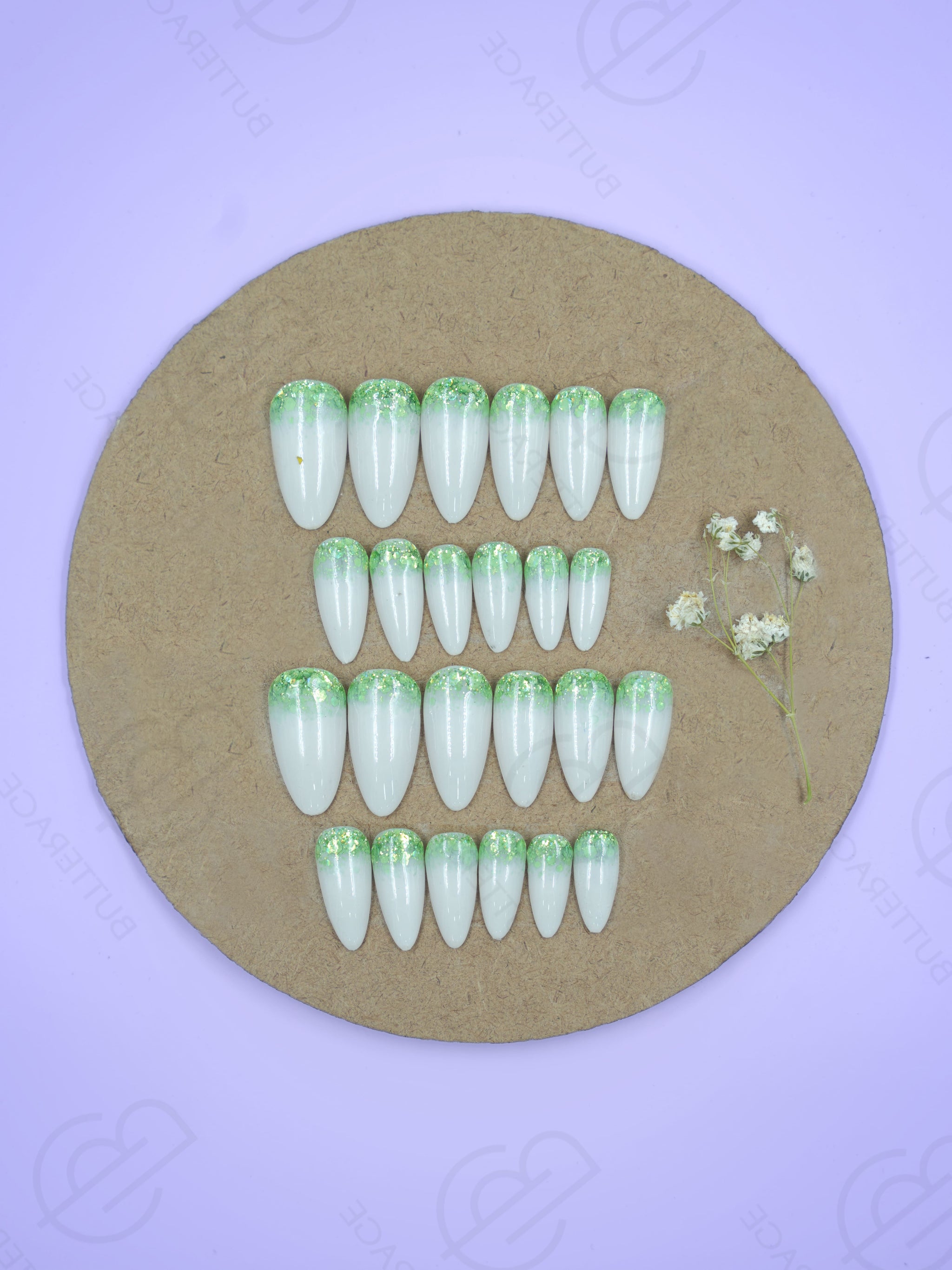 Fern Fade Gradiant Press on Nails | Nature-Inspired Nail - Butterage